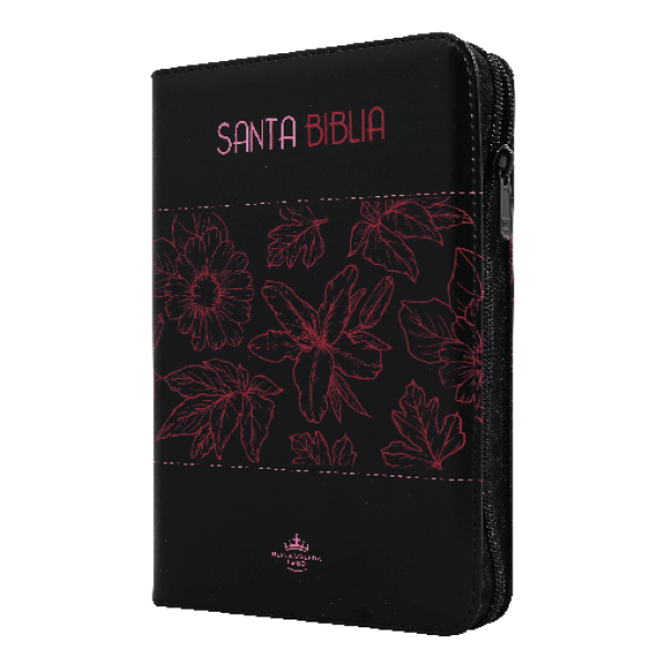 Biblia Reina Valera 1960 Mediana Letra Grande Imitación Piel Negro Flores QR [RVR065cZLGPJR ...
